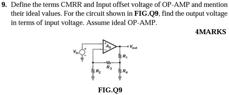 SOLVED: Define the terms CMRR and input offset voltage of an op-amp and ... SOLVED: Define the terms CMRR and input offset voltage of an op-amp and ...