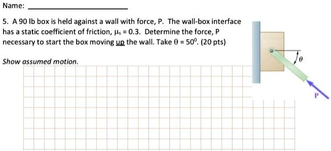 SOLVED: Name: A 90 Ib box is held against = wall with force, P, The ...