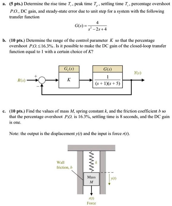 a 5 pts determine the rise time t peak time t settling time t ...