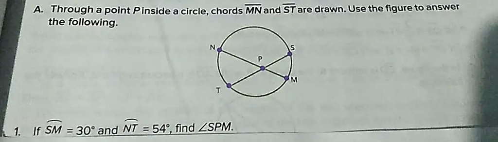 A. Through a point P inside a circle, chords MN and ST are drawn. Use the figure to answer the ...