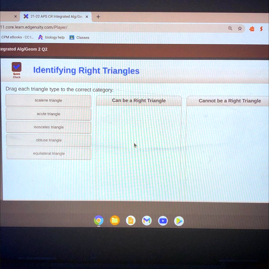 SOLVED: 'Identifying Right Triangles Quick Chock Drag each triangle ... SOLVED: 'Identifying Right Triangles Quick Chock Drag each triangle ...