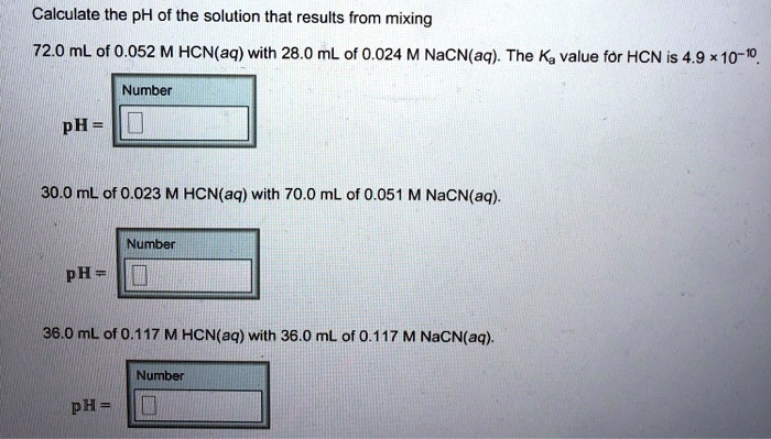 Calculate the pH of the solution that results from mixing 72.0 mL of 0. ...