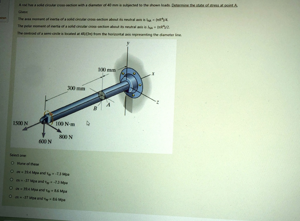 a rod has a solid circular cross section with a diameter of 40 mm is ...