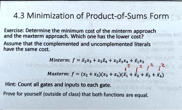 43 minimization of product of sums form exercise determine the minimum ...