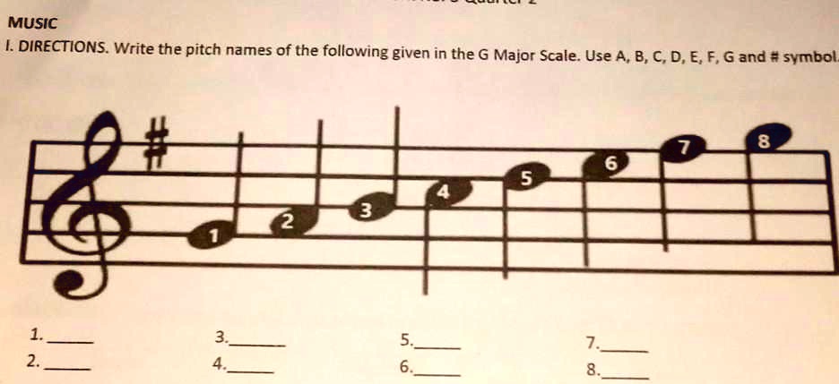 directions write the pitch names of the following given in the g major ...