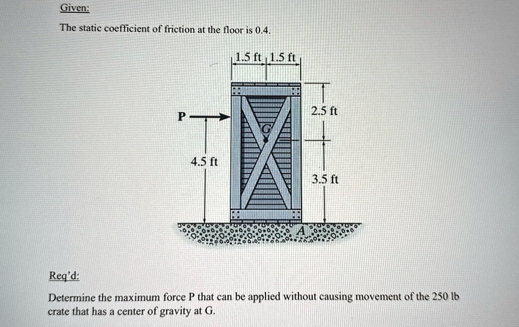 given the static coefficient of friction at the floor is 04 reqd determine the maximum force p ...