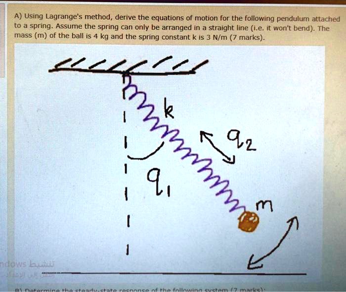 SOLVED: A Using Lagrange's method, derive the equations of motion for the following pendulum ...