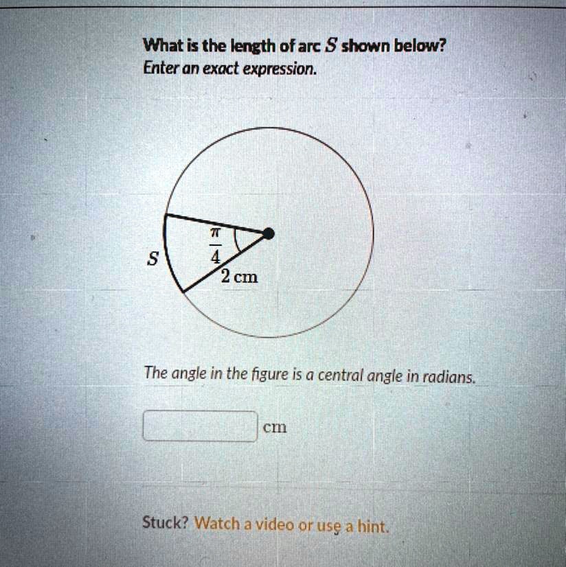 SOLVED What Is The Length Of Arc S Shown Below Enter An Exact solved-what-is-the-length-of-arc-s-shown-below-enter-an-exact