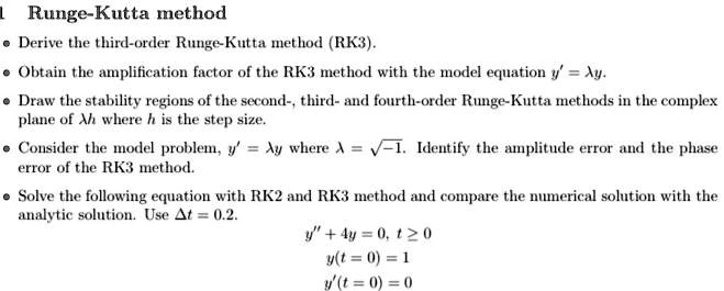 SOLVED: Runge-Kutta method: Derive the third-order Runge-Kutta method ...