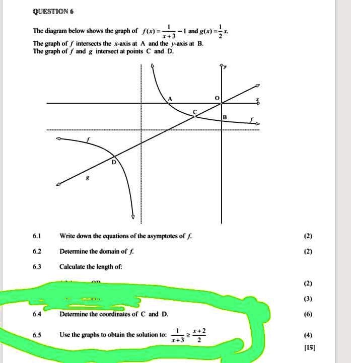 SOLVED: Texts: QUESTION 6 -1 and g(x) = x + 3. The graph of g intersects the x-axis at point A ...