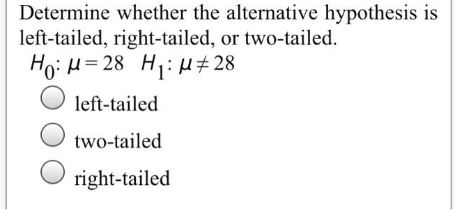 SOLVED: Determine whether the alternative hypothesis is left-tailed ...