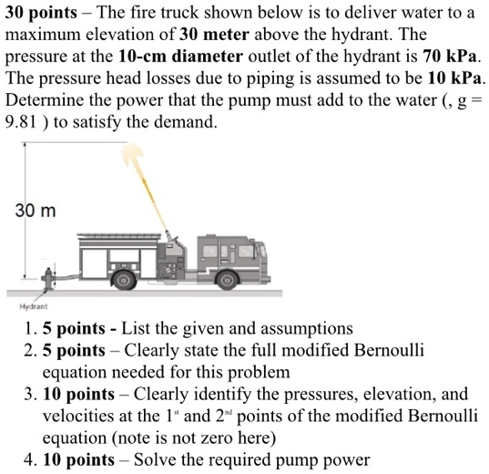 SOLVED: The fire truck shown below is designed to deliver water to a ...