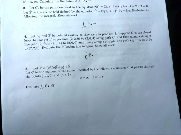 a v w calculate he line mcuil let c be the path described by the ...