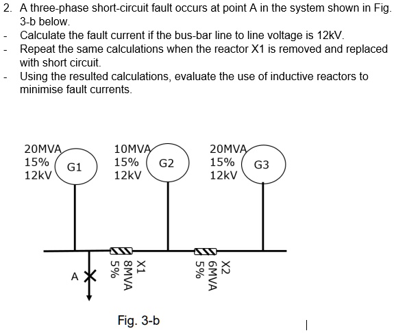 2. A three-phase short-circuit fault occurs at point A in the system shown in Fig. 3-b below ...