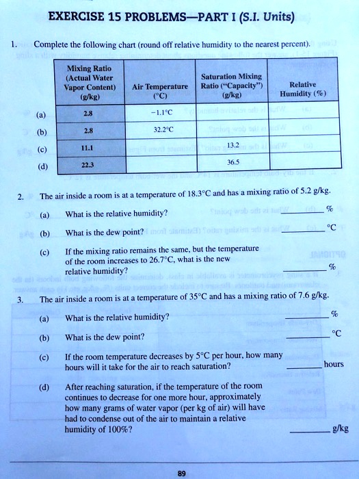 SOLVED: Text: EXERCISE 15 PROBLEMSPART (S.1. Units) Complete the following chart (round off ...