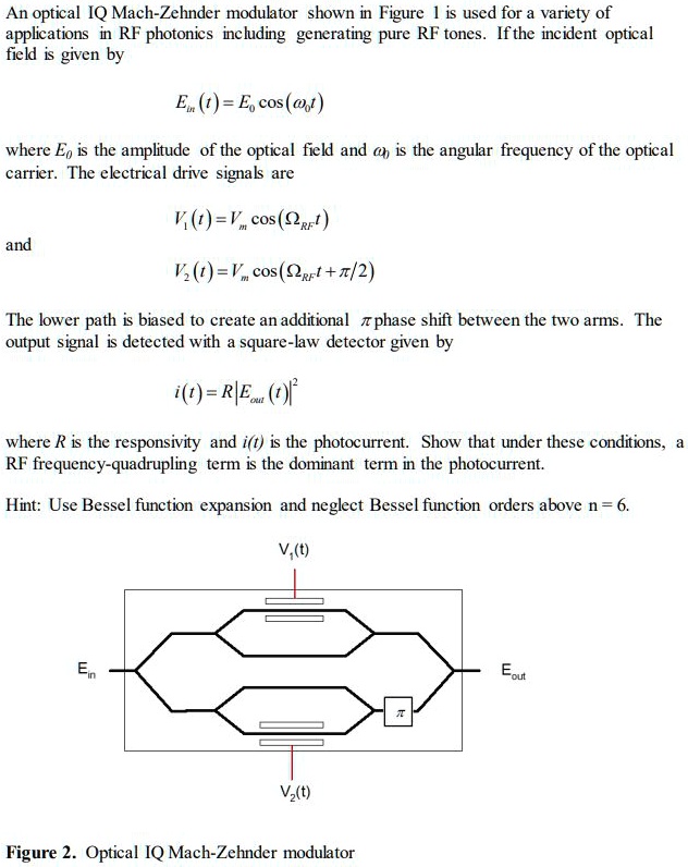 SOLVED: An optical IQ Mach-Zehnder modulator shown in Figure l is used for a variety of ...