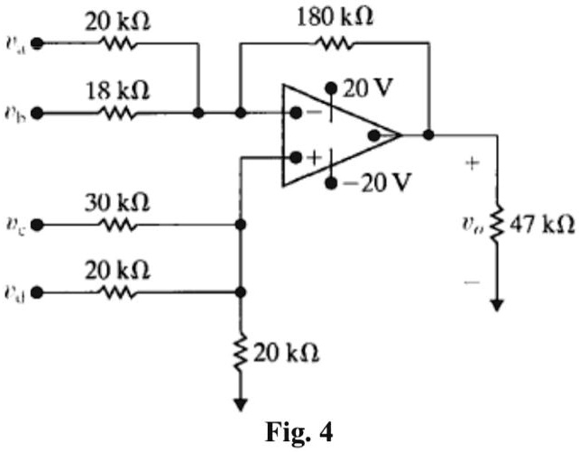 The op amp in the adder-subtractor circuit shown in Fig. 4 is ideal. a ...