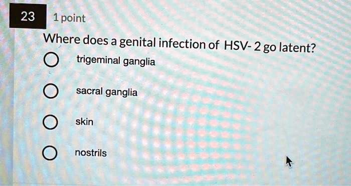 SOLVED: Where does a genital infection of HSV-2 go latent? - trigeminal ...