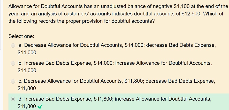 SOLVED: Need help,, I do not understand why Allowance for Doubtful ...