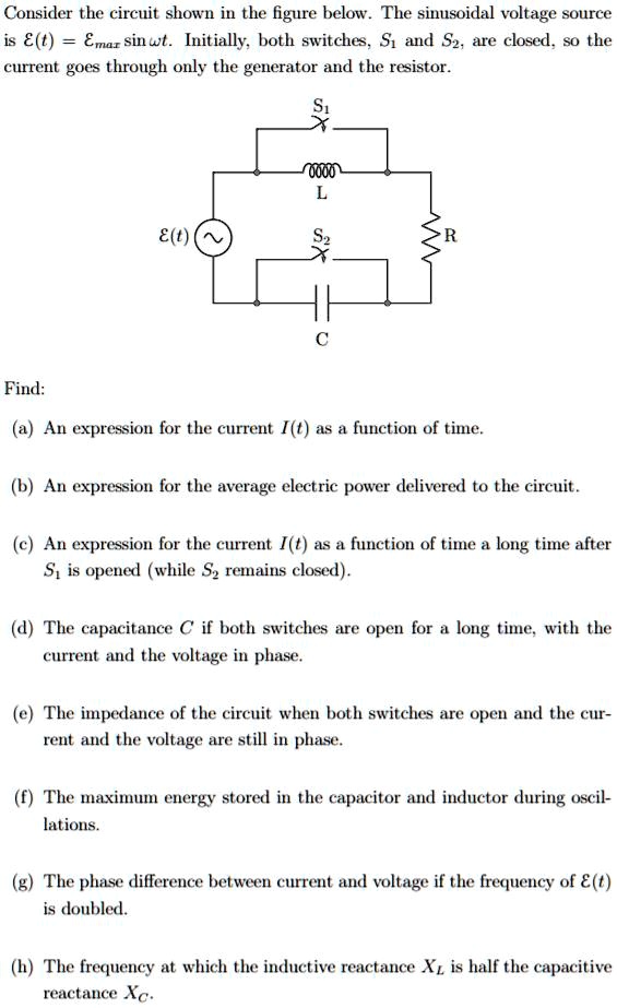 Consider the circuit shown in the figure below. The sinusoidal voltage ...