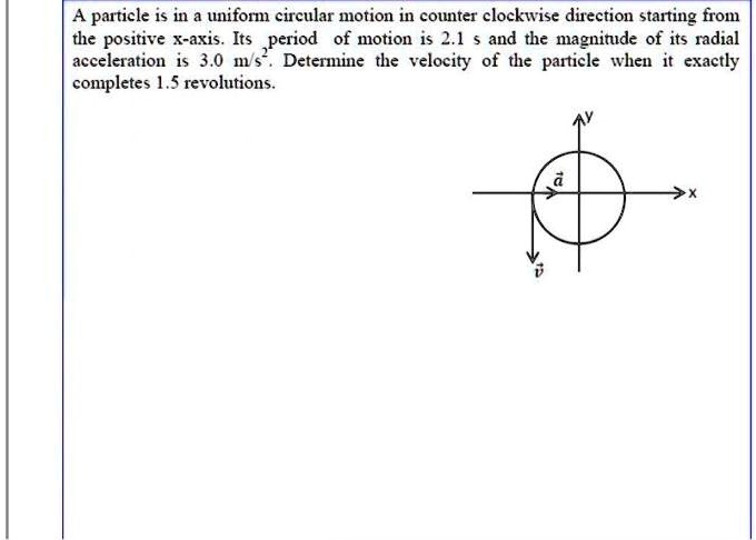 SOLVED: A particle is in uniform circular motion in a counterclockwise direction starting from ...