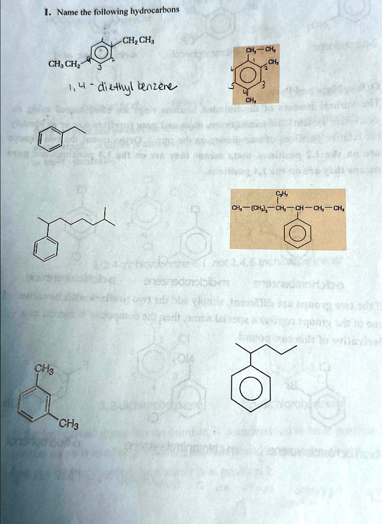 SOLVED: Name the following hydrocarbons 1. Name the following ...