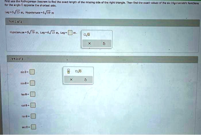 thz pychagorean theorem t0 nd the 2720 iength of the sslng sldc of the right trangle then find ...
