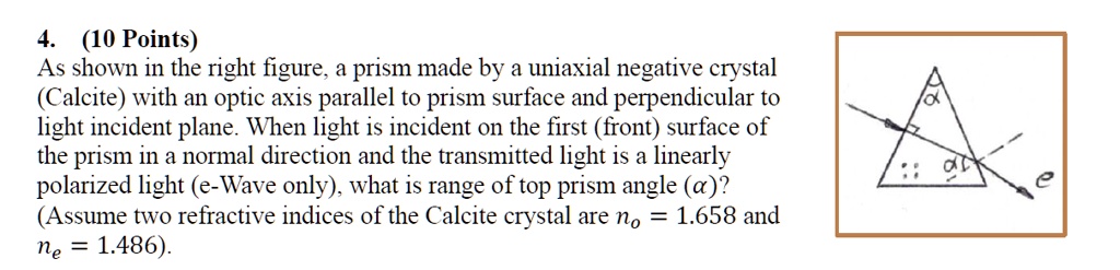 SOLVED: As shown in the right figure, a prism made by a uniaxial ...
