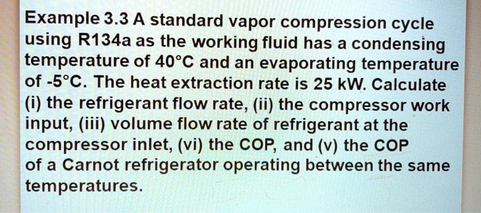SOLVED: Example 3.3: Standard Vapor Compression Cycle A standard vapor compression cycle using ...