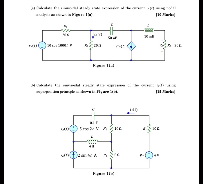 (a) Calculate the sinusoidal steady state expression of the current io ...