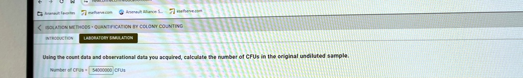 SOLVED: Using the count data and observational data you acquired, calculate the number of CFUs ...