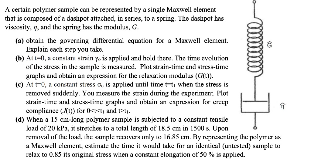 SOLVED: A certain polymer sample can be represented by a single Maxwell ...