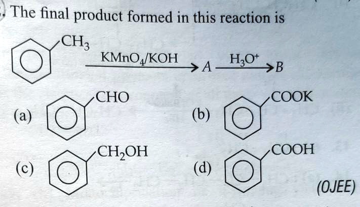 The final product formed in this reaction is CH3 KMnO4/KOH H3O^+A B CHO ...