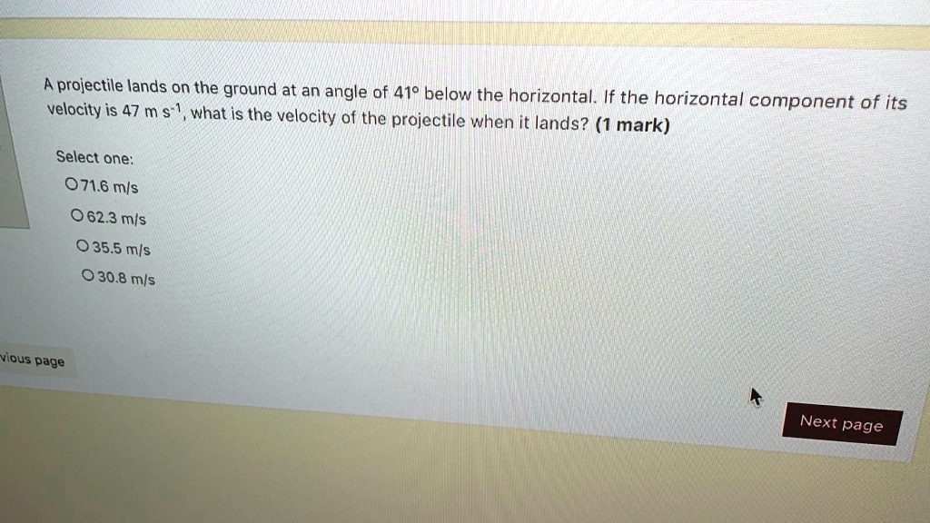 SOLVED:Aprojectile lands on the ground at an angle of 410 below the ...
