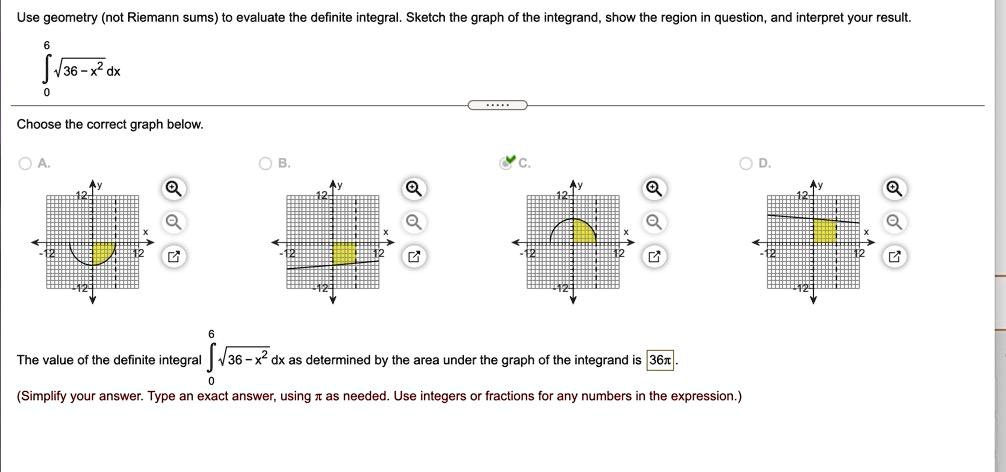 SOLVED: What is the correct answer? Thanks Use geometry (not Riemann ... SOLVED: What is the correct answer? Thanks Use geometry (not Riemann ...