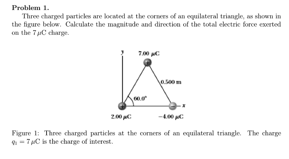Problem 1 Three Charged Particles Are Located At The Corners Of An Equilateral Triangle As Shown