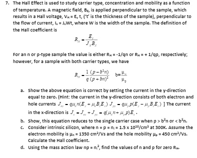 SOLVED: The Hall Effect is the mobility as a function of temperature. A ...