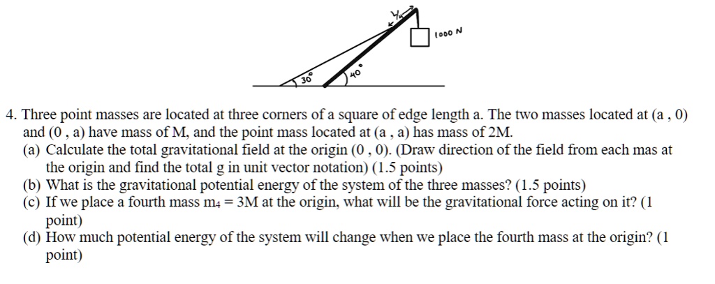 SOLVED: 36 4. Three point masses are located at three corners of a square of edge length a. The ...