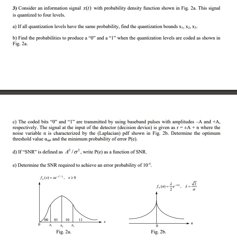 SOLVED: 3) Consider an information signal x(t) with probability density function shown in Fig ...