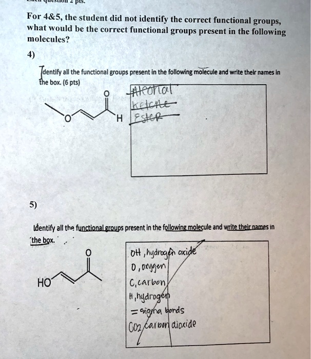 SOLVED: For 485,the student did not identify the correct functional groups, what would be the ...
