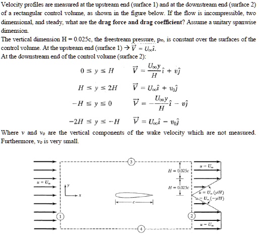 SOLVED: Velocity profiles are measured at the upstream end (surface 1) and at the downstream end ...