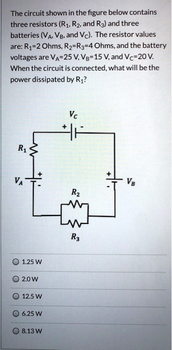 SOLVED: The circuit shown in the figure below contains three resistors (R1, R2, and Ra) and ...