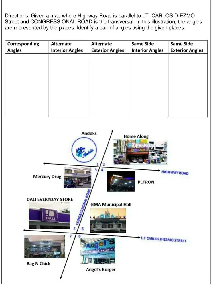 SOLVED: Directions: Given a map where Highway Road is parallel to LT ...