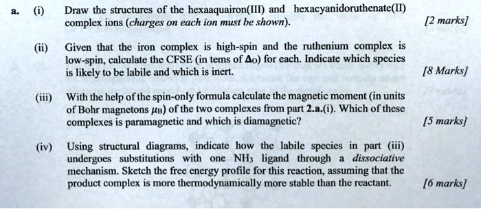 SOLVED: Draw the structures of the hexaaquairon(III) and ...