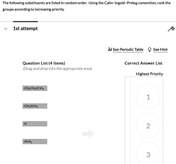 SOLVED: The following substituents are listed in random order: Using the Cahn-Ingold-Prelog ...