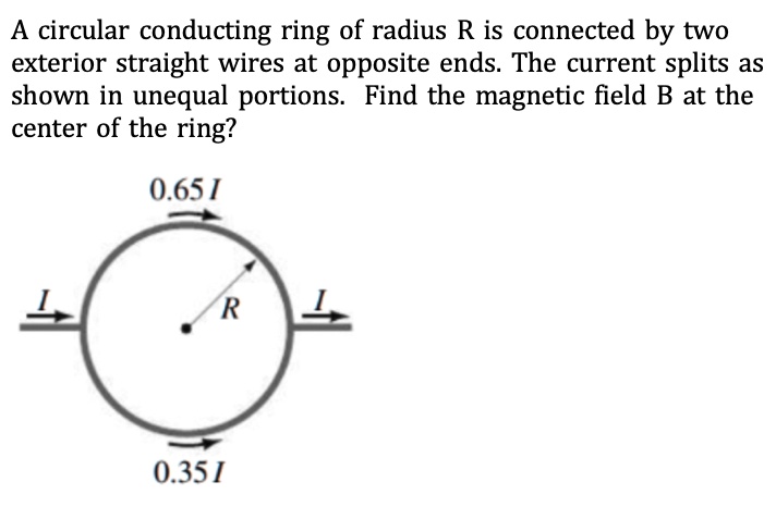 SOLVED: A circular conducting ring of radius R is connected by two ...