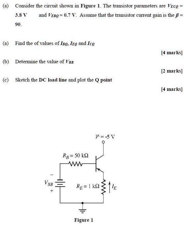 SOLVED: Consider the circuit shown in Figure 1. The transistor ...