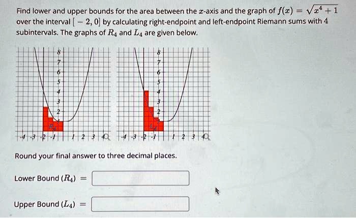 Find lower and upper bounds for the area between the x-axis...