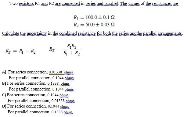 SOLVED: Texts: Two resistors R1 and R2 are connected in series and ...