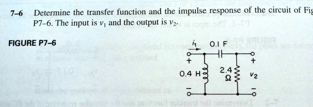 determine the transfer function and the impulse response of the circuit of figure p7 6 the input ...